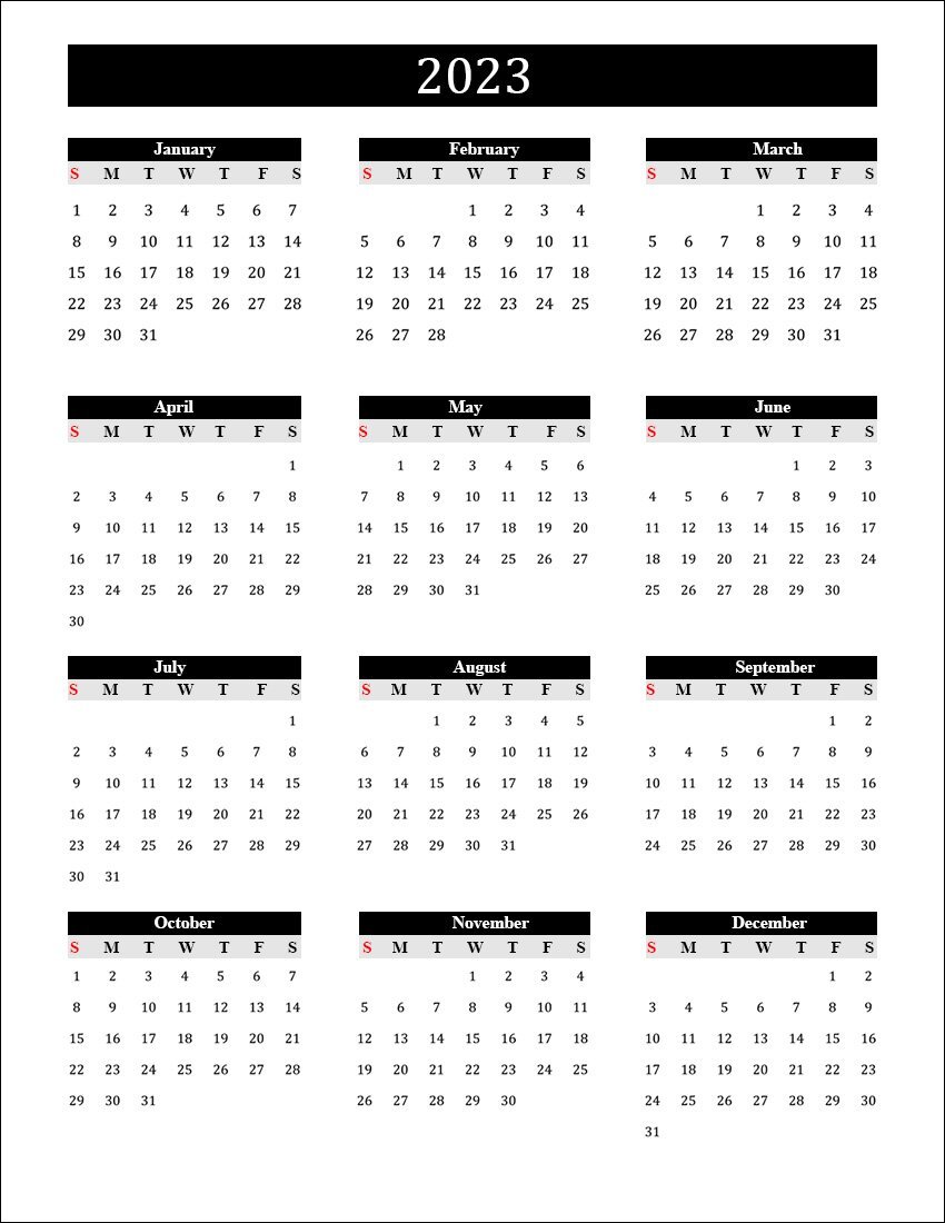 Calendar Template 2023 2023