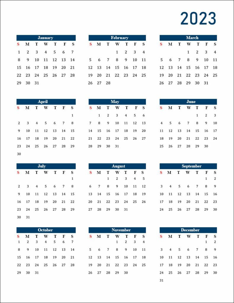 Free 2023 Calendar